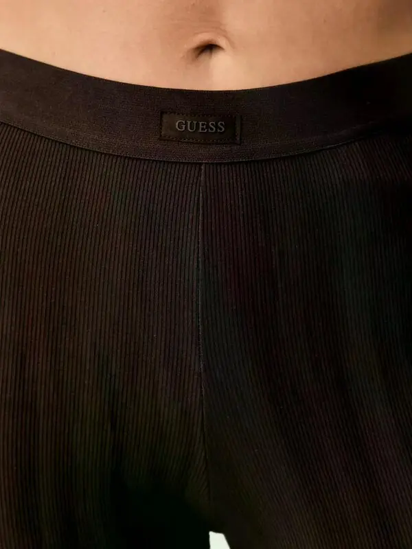 Guess Ribbed-knit Logo-patch Leggings