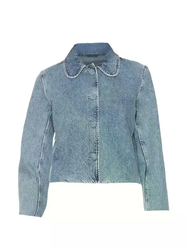 FRAME Peter Pan Collar Denim Jacket - Blue