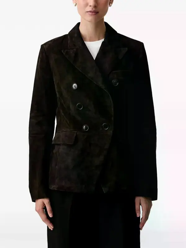 JOOP! Double-breasted Suede Jacket - Brown
