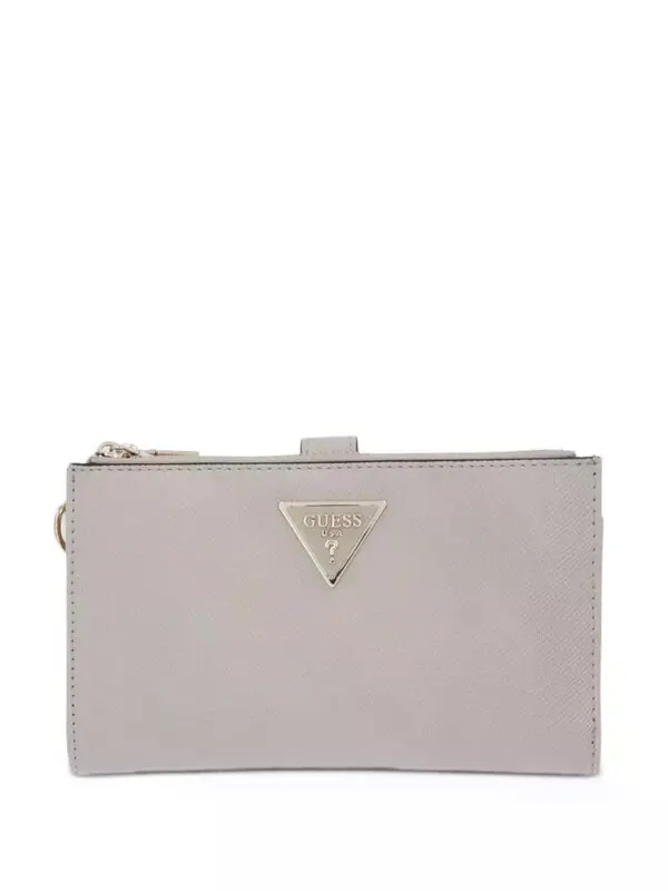 Guess Logo-plaque Wristlet Wallet - Grey