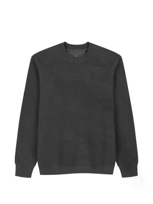 Boggi Milano Crew Neck Jumper In Merino Wool Blend Wooltech - Grey