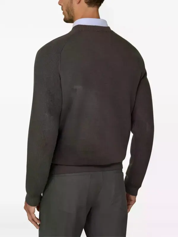 Boggi Milano Crew Neck Jumper In Merino Wool Blend Wooltech