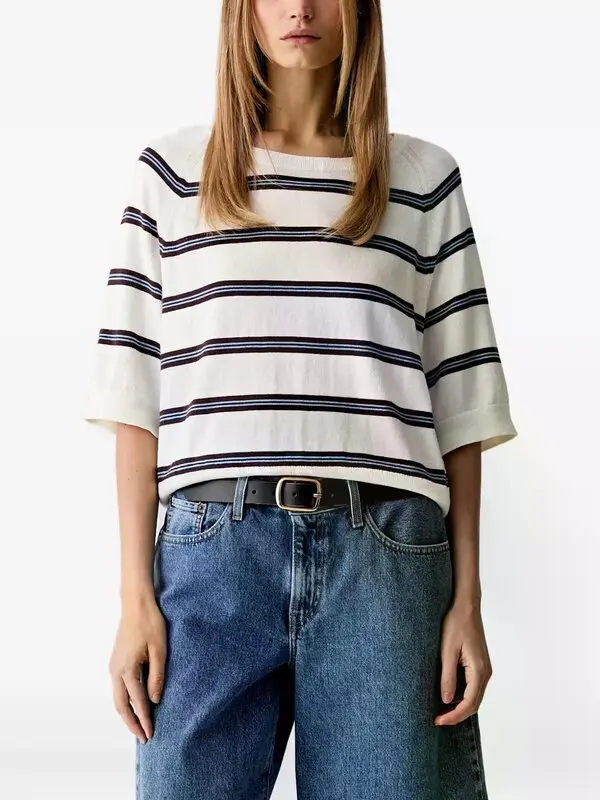 Marc O'polo Striped Short-sleeve Top - White