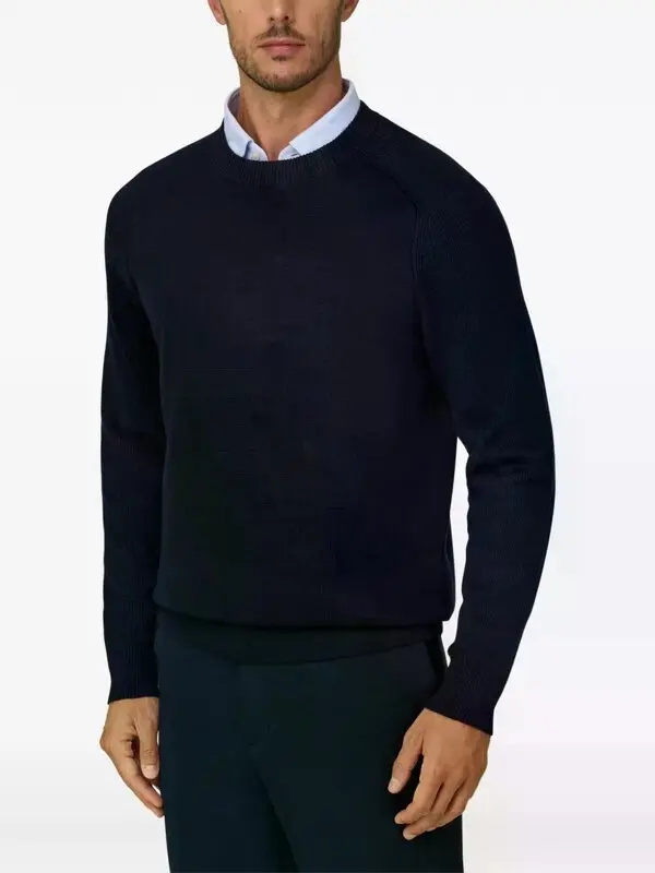 Boggi Milano Crew Neck Jumper In Merino Wool-blend Wooltech