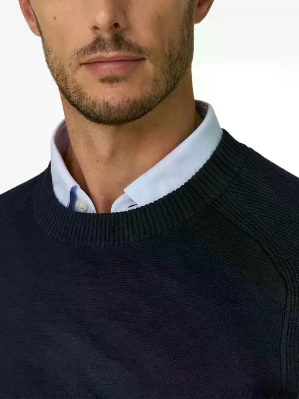 Boggi Milano Crew Neck Jumper In Merino Wool-blend Wooltech