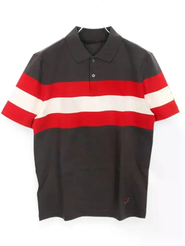 LOUIS VUITTON 2010s Horizontal-stripe Polo Shirt - Grey