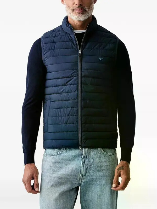 HACKETT LONDON Quilted Logo-embroidered Gilet - Blue