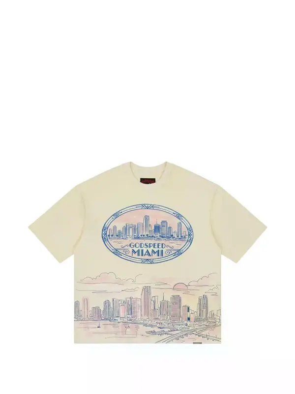 GODSPEED Miami Skyline Graphic-print T-shirt - Neutrals