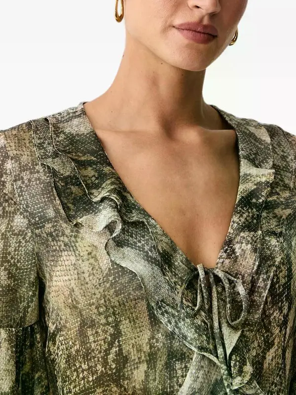 Guess Ruffled Snake-print Blouse