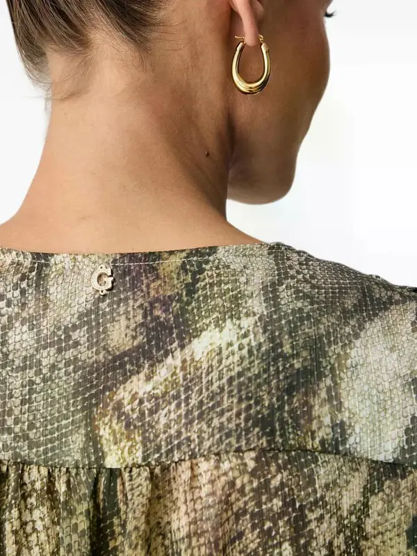 Guess Ruffled Snake-print Blouse