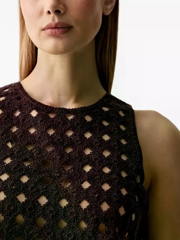 Sisley Crochet Knit Sleeveless Top With Scalloped Edge