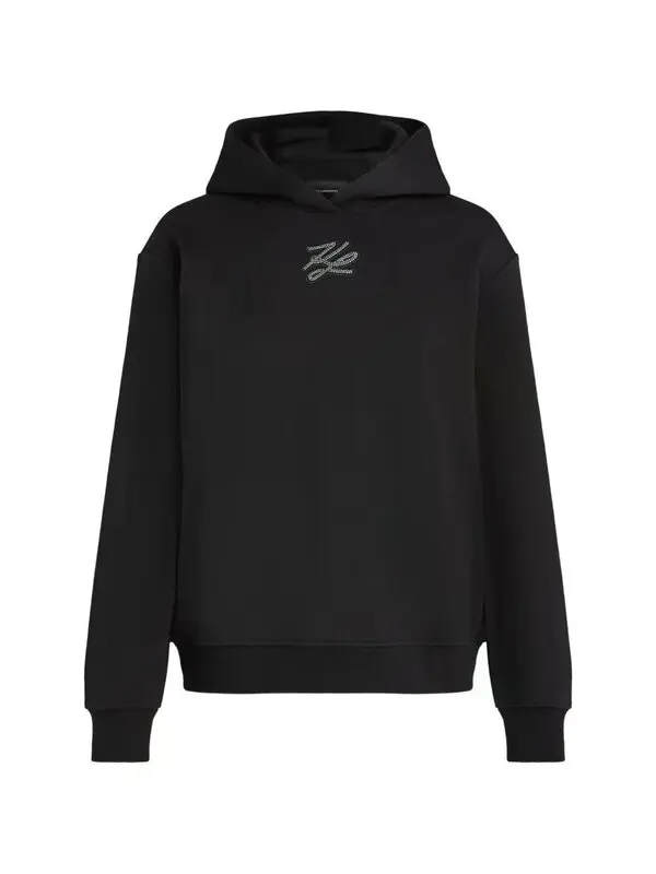 Karl Lagerfeld Rhinestone Autograph Hoodie - Black