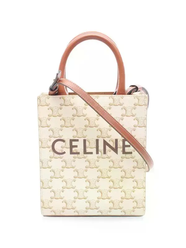 Celine 2000s Vertical Cabas Triomphe Open-top Tote Bag - Neutrals