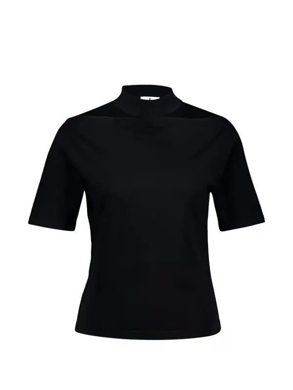COURREGES Cut-out Merino Wool T-shirt - Black