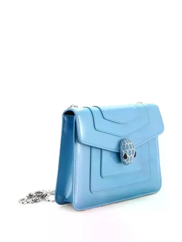 BVLGARI Serpenti Forever Patent Shoulder Bag - Blue