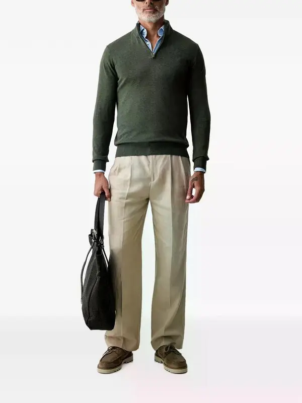 HACKETT LONDON Quarter-zip Embroidered Logo Sweater