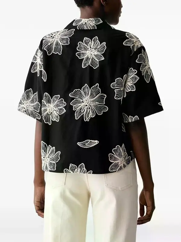 Sisley Floral Embroidered Short-sleeve Shirt