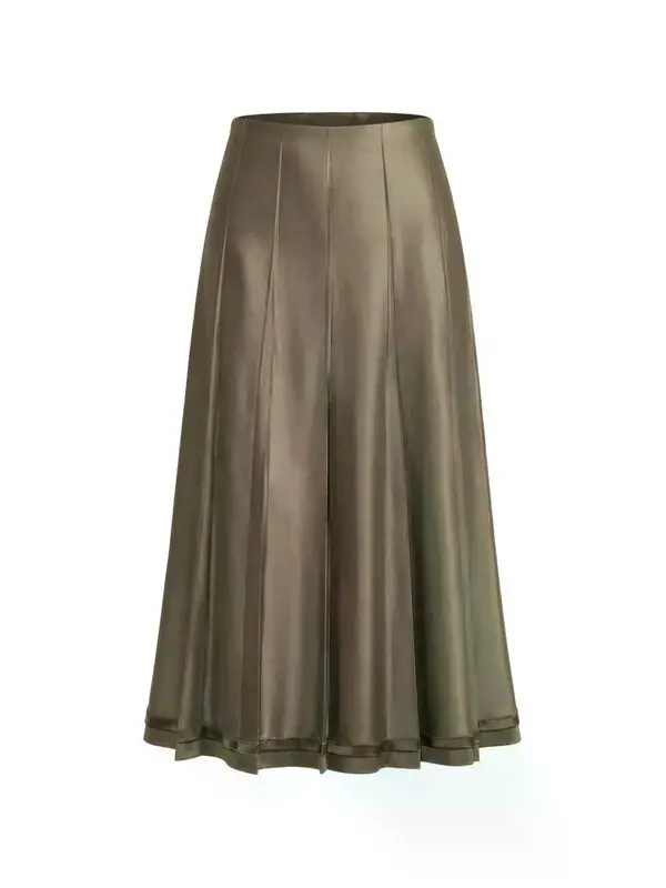 Vince Pleated Satin Skirt - Grey