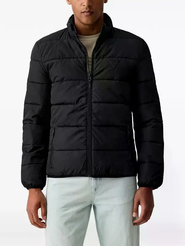 Guess Quilted Logo-patch Jacket - Black