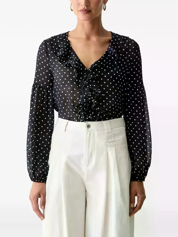 Guess Ruffled Polka-dot Blouse - Blue