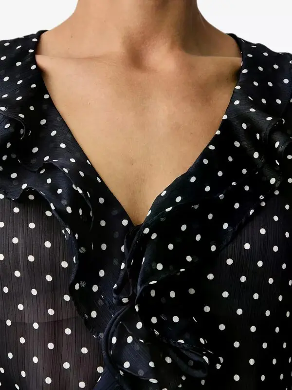Guess Ruffled Polka-dot Blouse