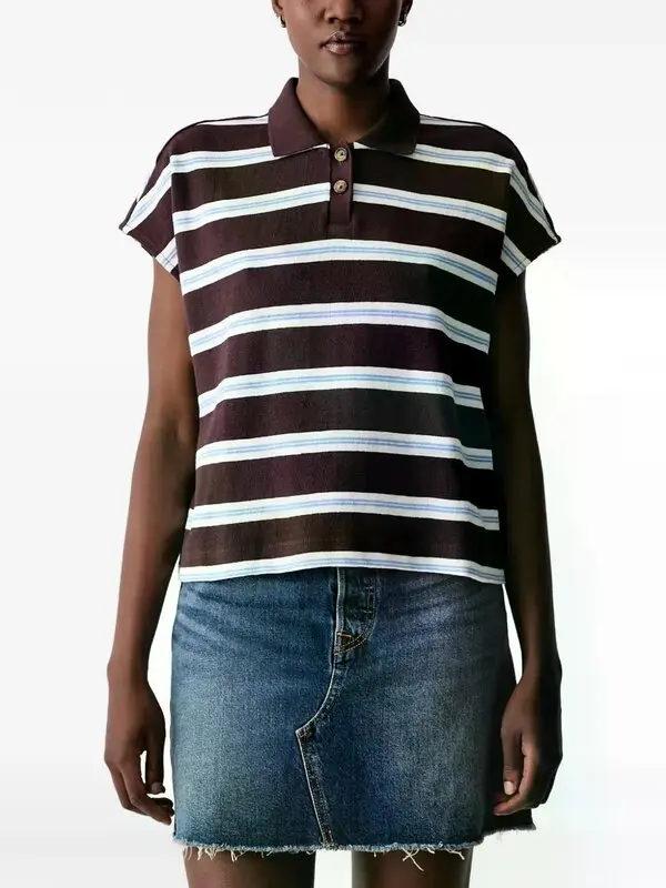 Marc O'polo Striped Short-sleeve Polo Shirt - Brown