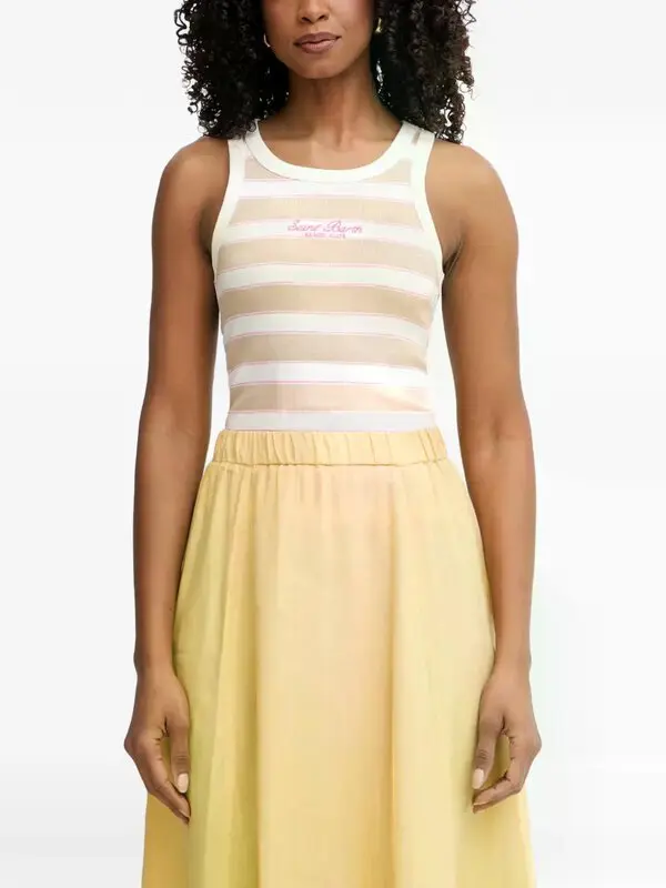 MC2 SAINT BARTH Striped Tank Top - Neutrals
