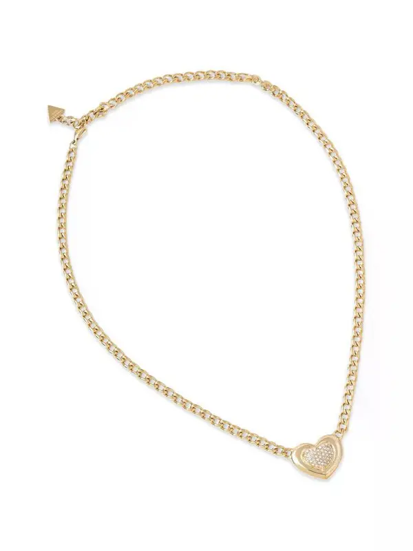Guess Crystal-embellished Heart-pendant Necklace - Gold