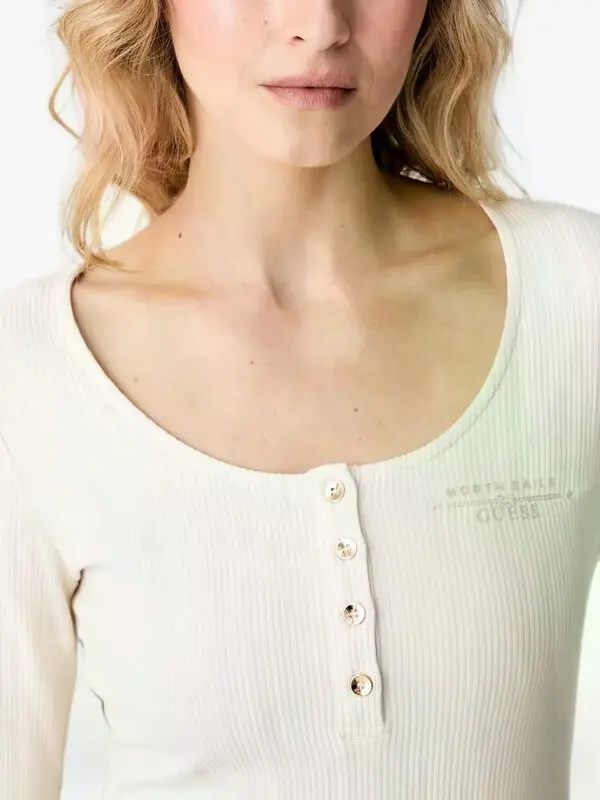 Guess Ribbed-knit Henley Top