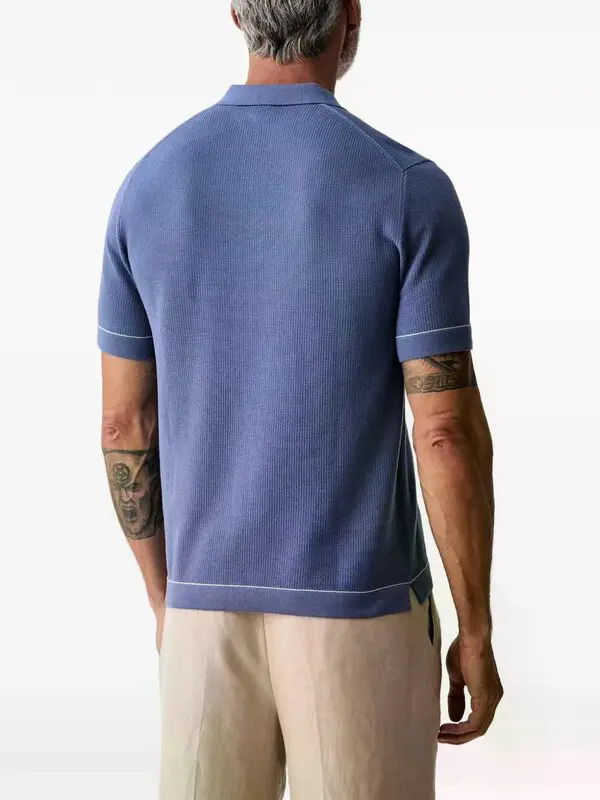 HACKETT LONDON Ribbed-knit Short-sleeve Polo Shirt