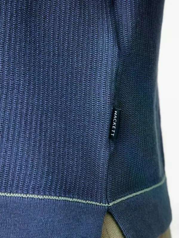 HACKETT LONDON Ribbed-knit Short-sleeve Polo Shirt