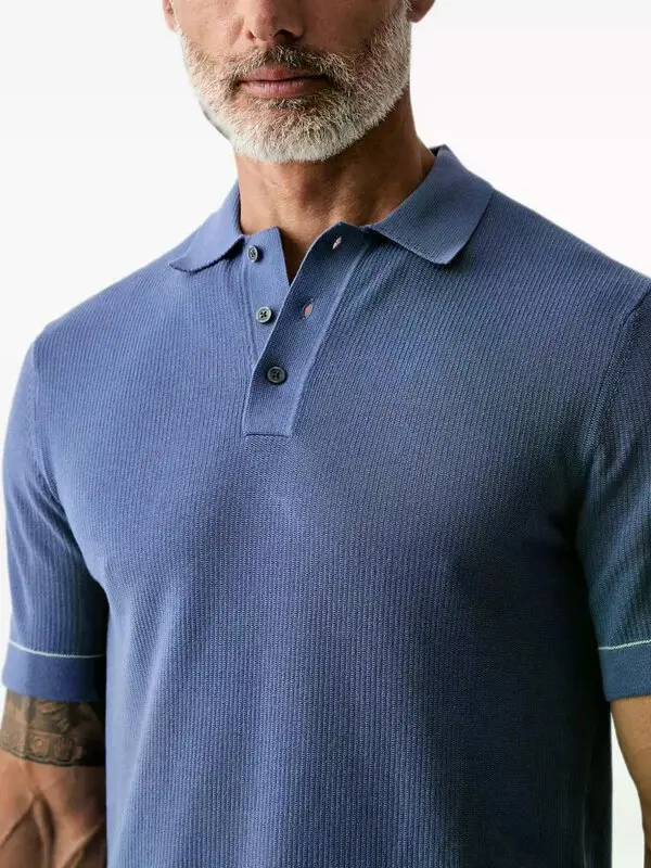 HACKETT LONDON Ribbed-knit Short-sleeve Polo Shirt