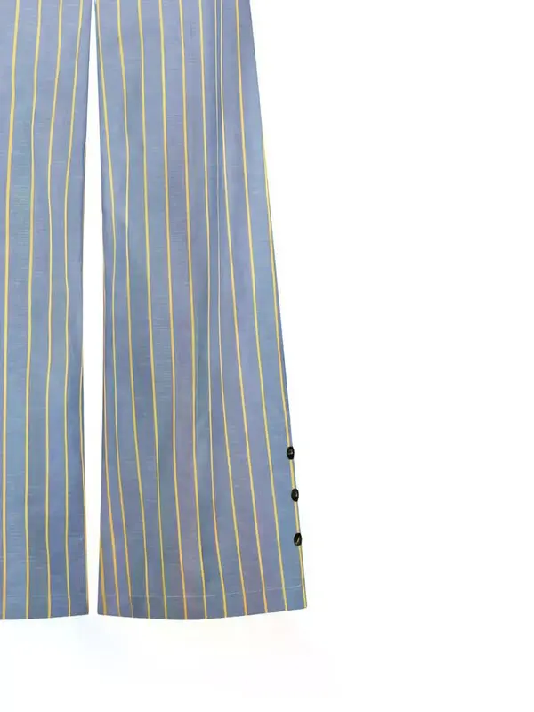 Lela Rose Striped Button-detail Trousers