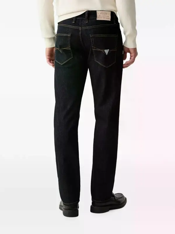 Guess Logo-patch Straight-leg Jeans - Blue