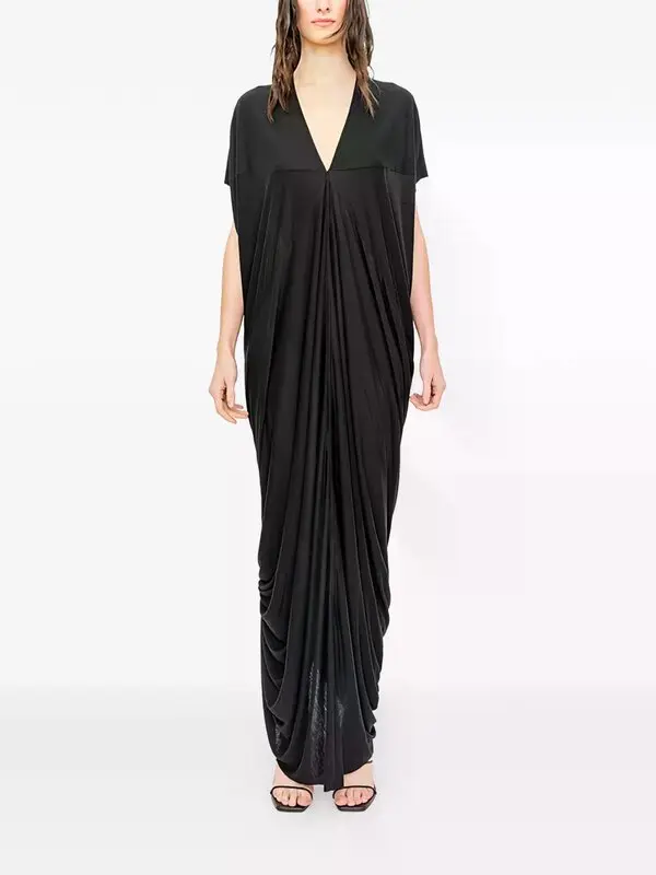 Rick Owens Draped V-neck Maxi Dress - Black