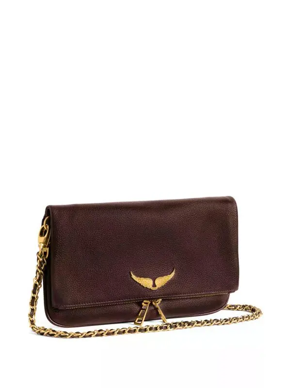 Zadig&Voltaire Rock Grained Leather Clutch Bag - Purple