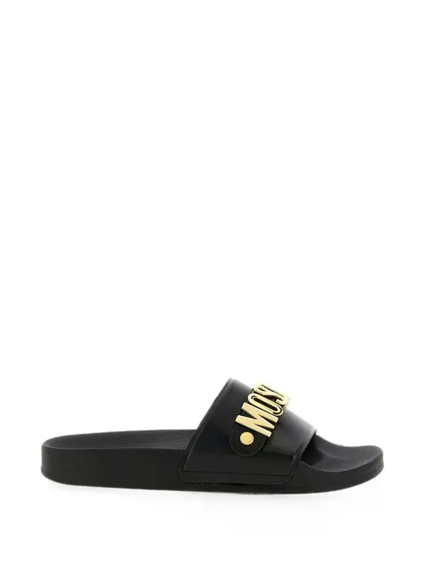 Moschino Logo-lettering Pool Slides - Black