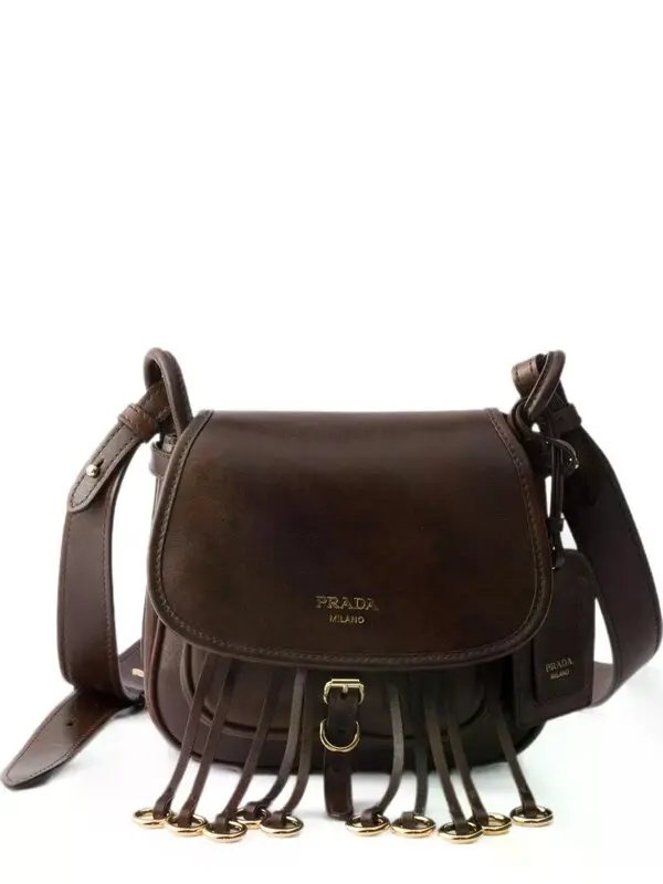 Prada Corsaire Aged Leather Mini Shoulder Bag - Brown