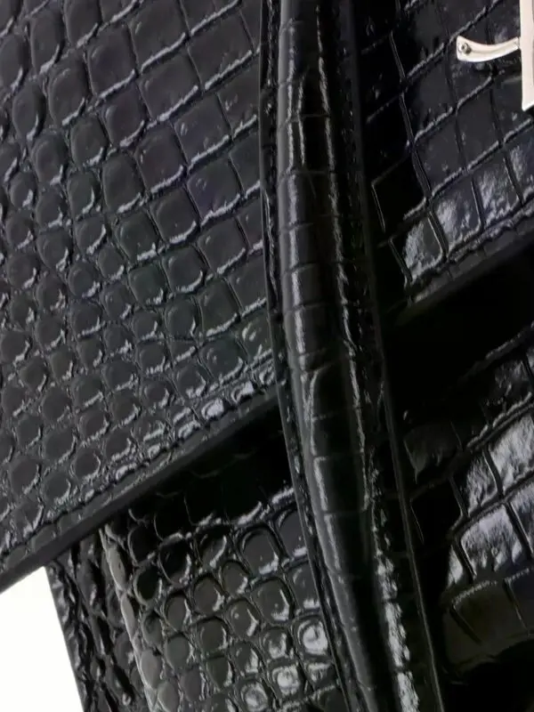 Saint Laurent Sunset Crocodile Embossed Leather Medium Crossbody Bag - Black