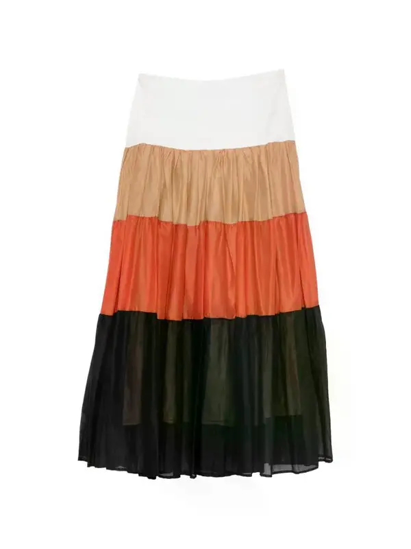 KAOS Colour-block Tiered Maxi Skirt - Black