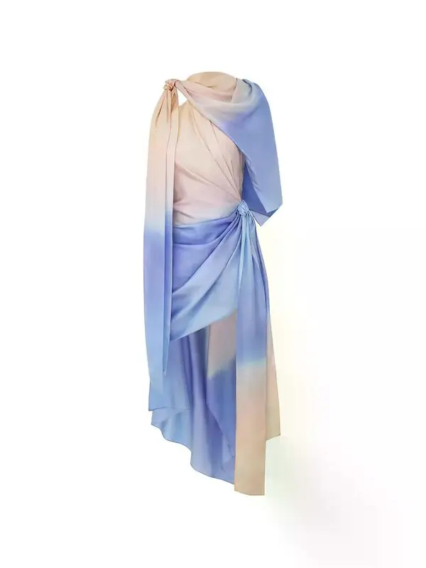 Zimmermann Draped Dégradé Asymmetric Dress - Blue