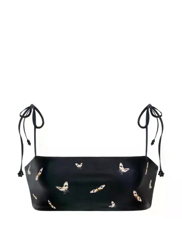 Agua Bendita Primavera Azucar Butterfly-print Bikini Top - Black