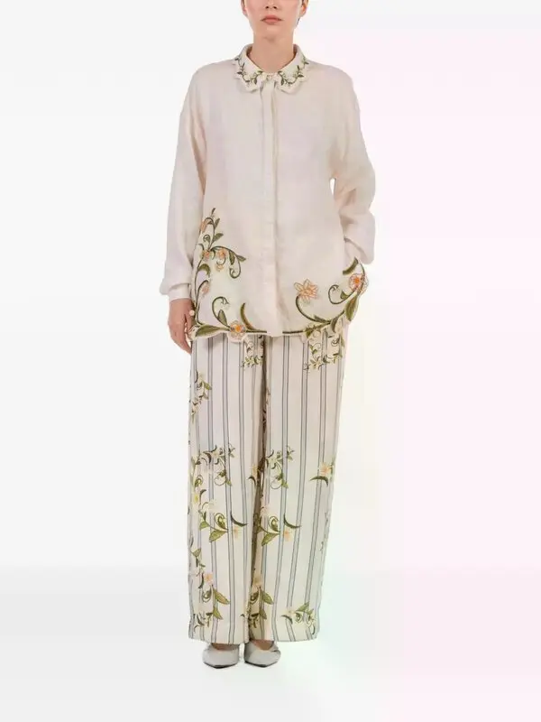 Agua Bendita Cecilia Valle Floral-embroidered Shirt