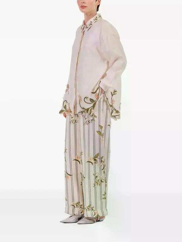 Agua Bendita Cecilia Valle Floral-embroidered Shirt