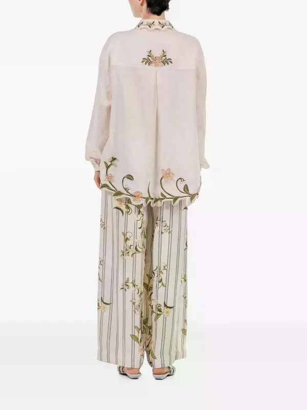 Agua Bendita Cecilia Valle Floral-embroidered Shirt
