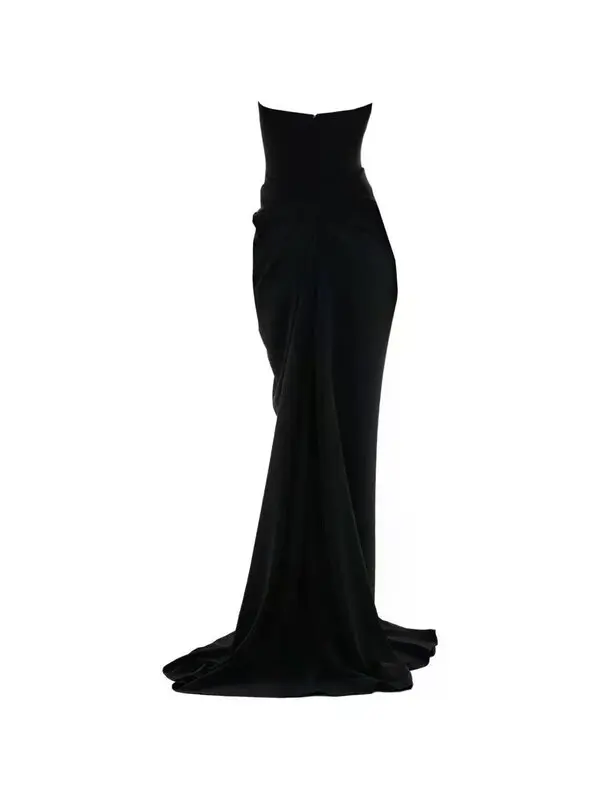 RHEA COSTA Strapless Draped Gown