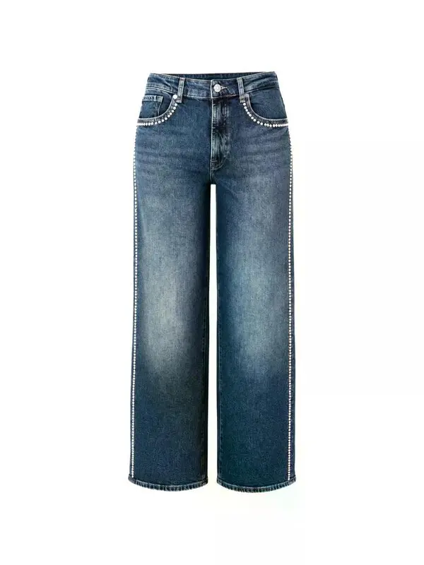 7 For All Mankind Stud-embellished Wide-leg Jeans - Blue
