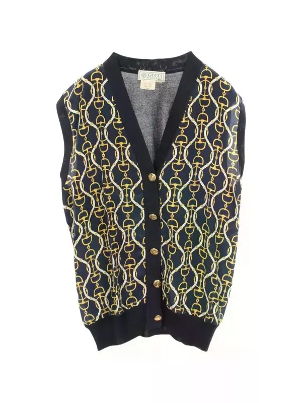 Gucci 2000s Horsebit Pattern Vest - Blue