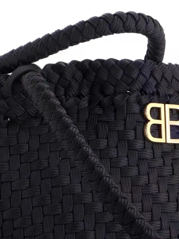 Balenciaga Shoelace Woven Large Tote Bag - Black