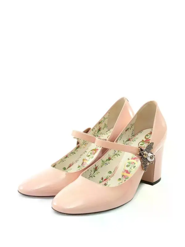 Gucci Patent Leather Bee Embellished Mary Jane Pumps